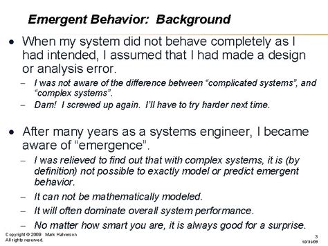 From The Complex Systems Engineering Series Emergent Behavior