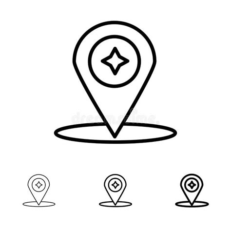 Map Compass Navigation Location Bold And Thin Black Line Icon Set