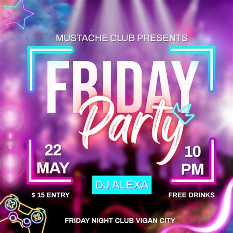 Friday Party Post Template Postermywall