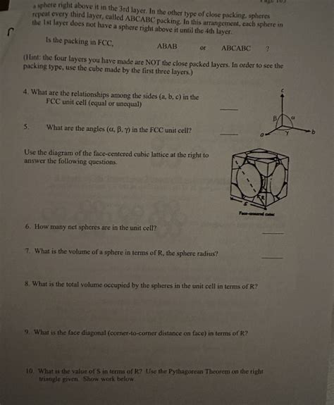 Solved D Face Centered Cubic FCC Or Cubic Close Packed Chegg