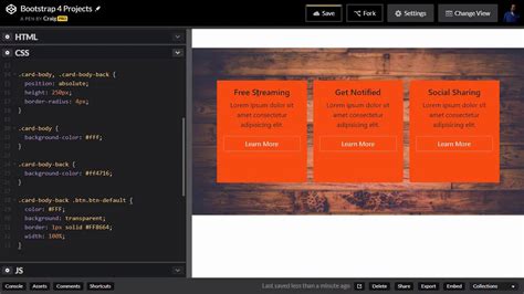 four bootstrap 4 projects flipping cards