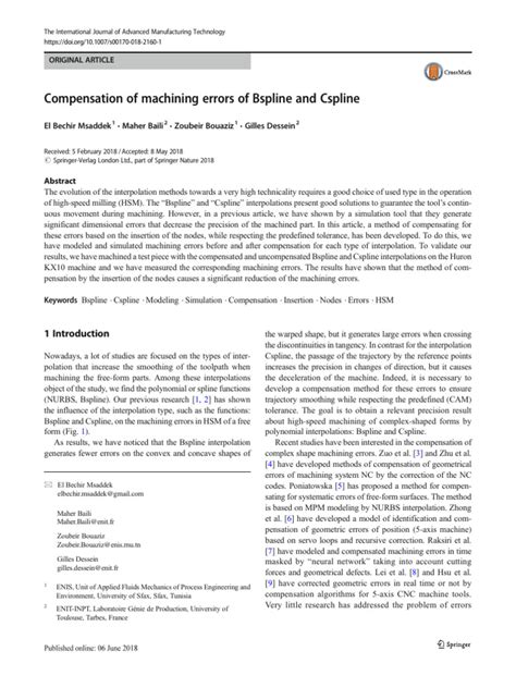 Compensation Of Machining Errors Of Bspline And Cspline Pdf