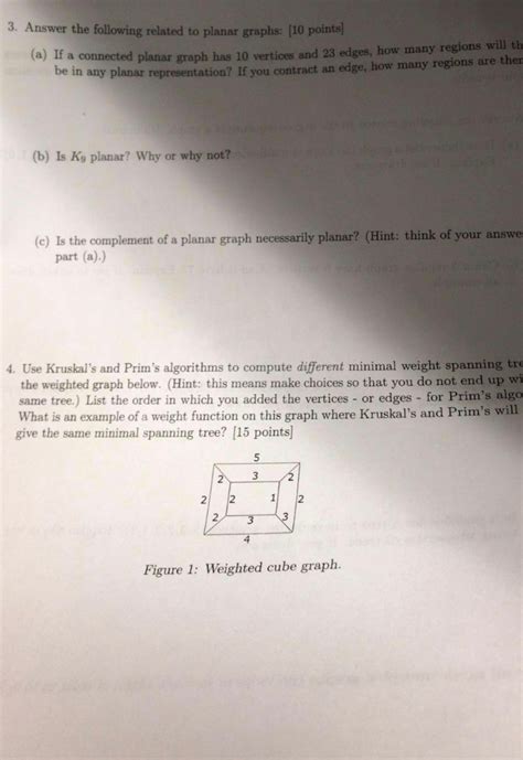 Answer The Following Related To Planar Graphs Chegg