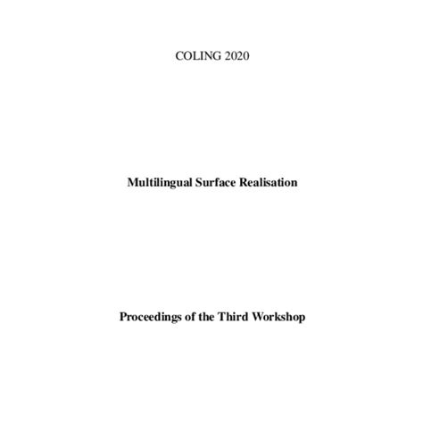 Proceedings Of The Third Workshop On Multilingual Surface Realisation