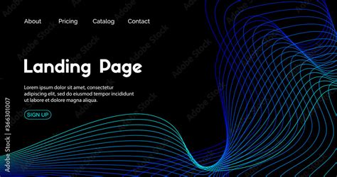 Landing Page Vector Template Dark Blue Abstract Background For Home