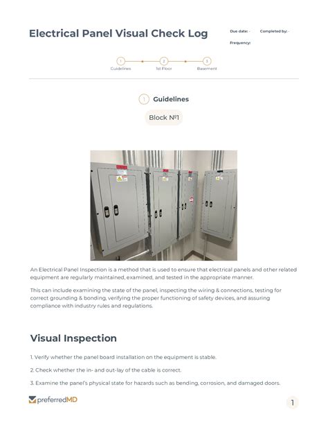 Asc Electrical Panel Visual Check Log Template