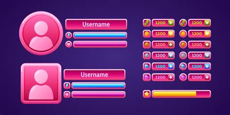 Buttons Set Form Designed Game User Interface Ui Vector Image