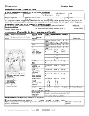 Functional Abilities Assessment Doc Template PdfFiller
