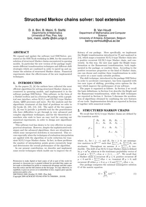 Pdf Structured Markov Chains Solver Tool Extension
