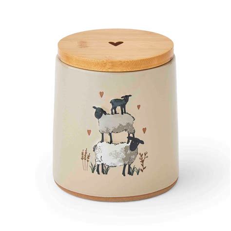 Highland Sheep Ceramic Canister Beige Williamsons Factory Shop