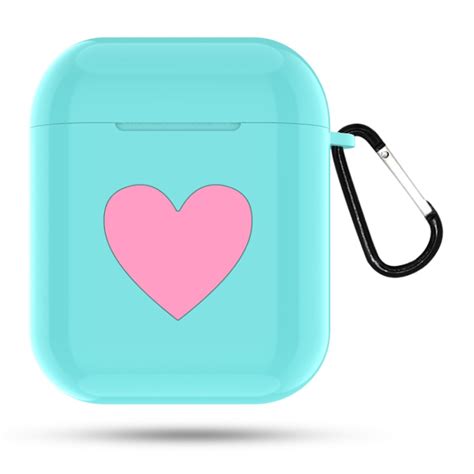 하트 패턴 Apple 무선 이어폰 충전 박스 Airpods 용 방진 충격 방지 야외 보호 케이스 민트 그린