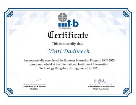 Vinti Dadheech On Linkedin Gratitude Internship Iiitb Experience