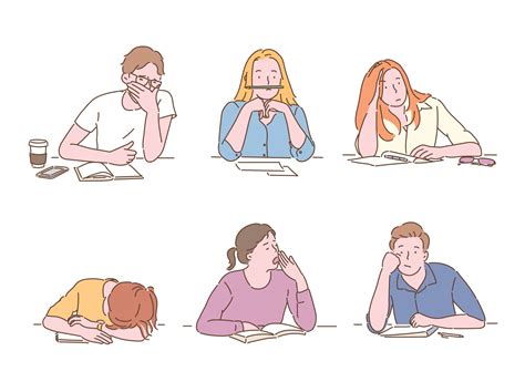 Babes Look Bored While Studying Hand Drawn Style Vector Design Illustrations 2822114 Vector