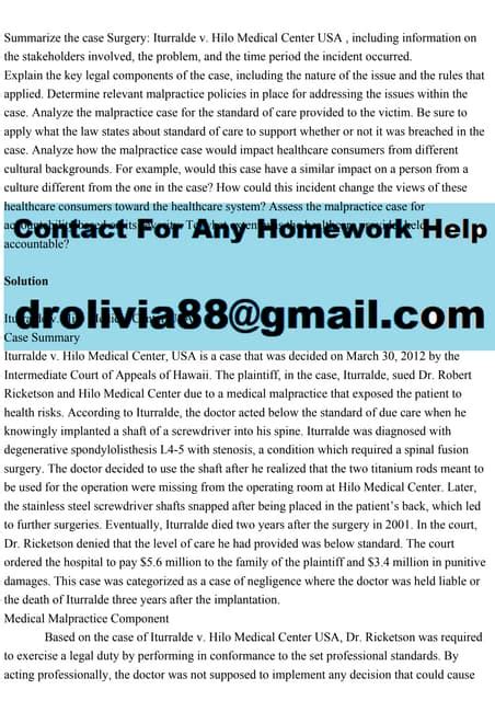 summarize the case surgery iturralde v hilo medical center usa i pdf