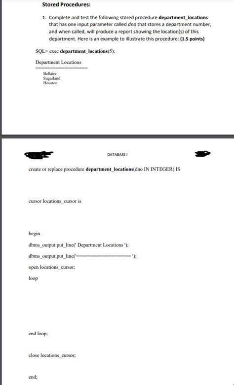 Solved Stored Procedures Complete And Test The Following Chegg Com