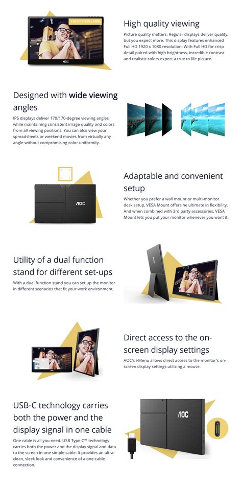 Aoc In Fhd Ips Usb C Portable Monitor T E Msy Com Au