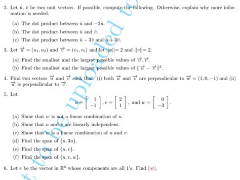 Solved 2 Let U V Be Two Unit Vectors If Possible Chegg Com