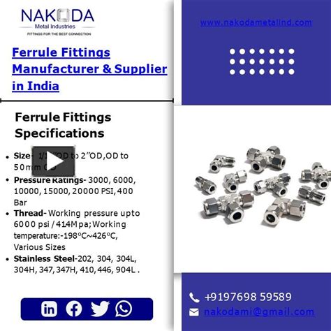 PPT Ferrule Fittings Instrumentation Valves Manifold Valves Nakoda Metal Industries