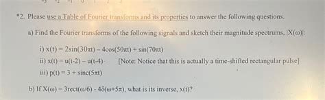2 ﻿please use a table of fourier transforms and its