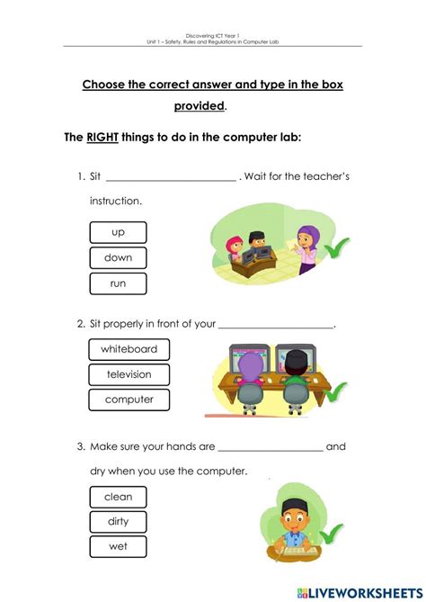 Safety Rules And Regulations In Computer Lab Worksheet In 2025