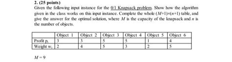 solved 2 25 points given the following input instance for