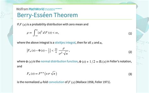 Berry Esséen Theorem From Wolfram Mathworld