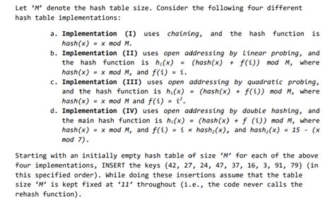 solved let m denote the hash table size consider the