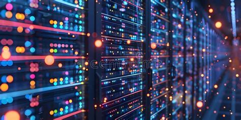 Secured Data Center Hosting Multiple Servers For Digital Technology Hub Concept Data Center