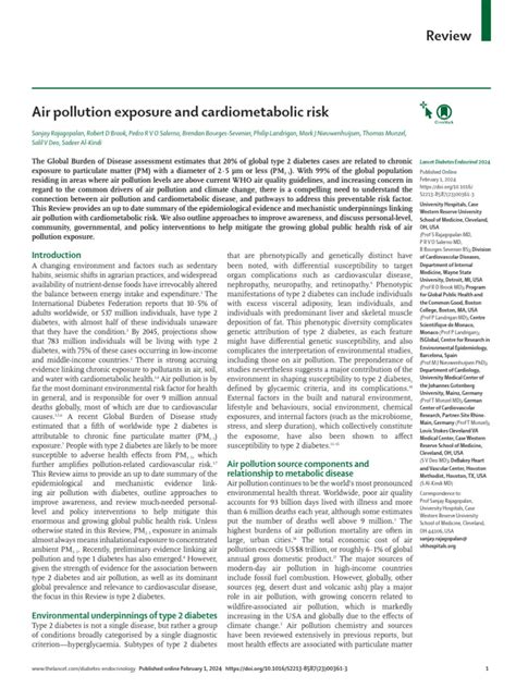 Air Pollution Exposure And Cardiometabolic Risk Pdf Particulates Air Pollution