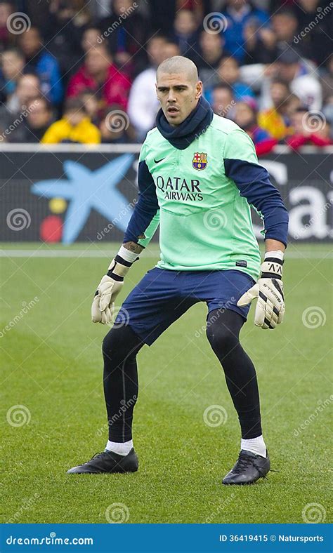 Valdes At Fc Barcelona Training Session Editorial Image Image Of