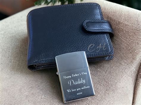 Personalised Rfid Visconti Leather Black Wallet And Brushed Chrome Zippo