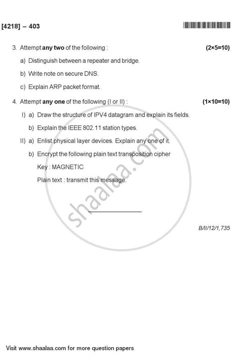 Computer Networks B Sc Computer Science Semester TYBSc Question Paper With PDF