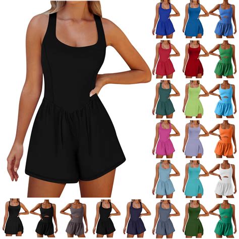Qatainlav Women Workout Romper Onesie With Padded Bras Sleeveless One