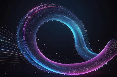 Premium Photo Abstract Circle Wave With Moving Dots Flow Of Particles Cyber Technology