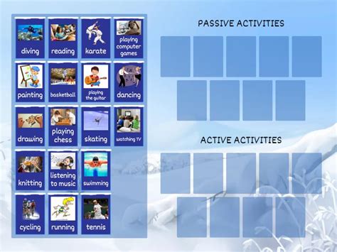 Active Passive Activities Group Sort