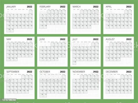 2022년 캘린더 플래너 2022년 캘린더 템플릿입니다 사진 로고 및 텍스트를 위한 장소와 문구 디자인 인쇄 템플릿 기업 및 비즈니스 캘린더 달력에 대한 스톡 벡터 아트 및