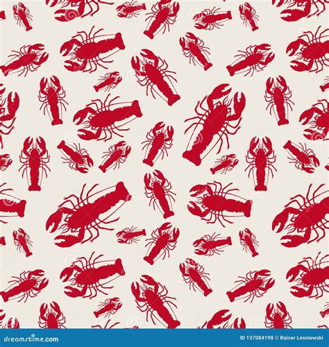 Lobster Vector Seamless Blue Repeat For Any Use On Light Brown