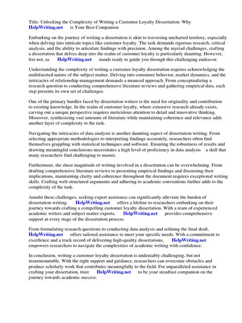 Customer Loyalty Dissertation Pdf Pdf Marketing Customer Satisfaction