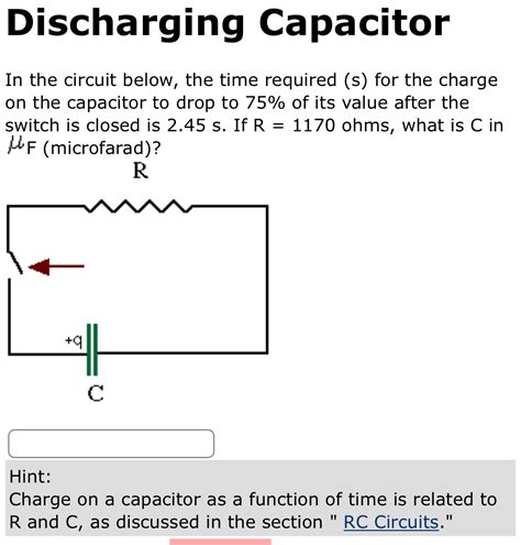 Solved Discharging Capacitorin The Circuit Below The Time