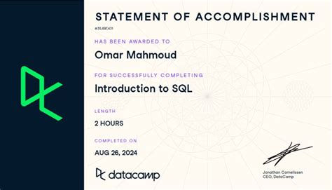 Omar Tarek On Linkedin Sql Dataanalysis Continuouslearning Datacamp