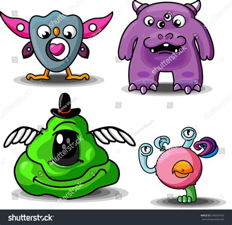 Set Cartoon Isolated Cute Monsters Stock Illustration 268294760