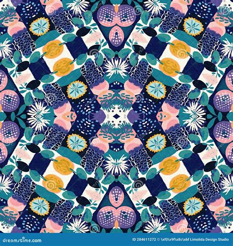 Modern Patchwork Grid Pattern With Fabric Effect Design Seamless Contemporary Quilt Inspired