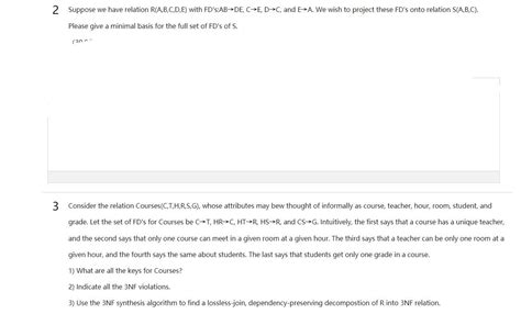 solved 1 consider a relation with schema r a b c d and fds