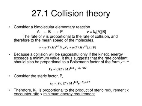 Ppt Exploring Molecular Reaction Dynamics Collision Theory And