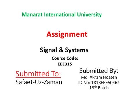 Signal And System Assignment Ppt