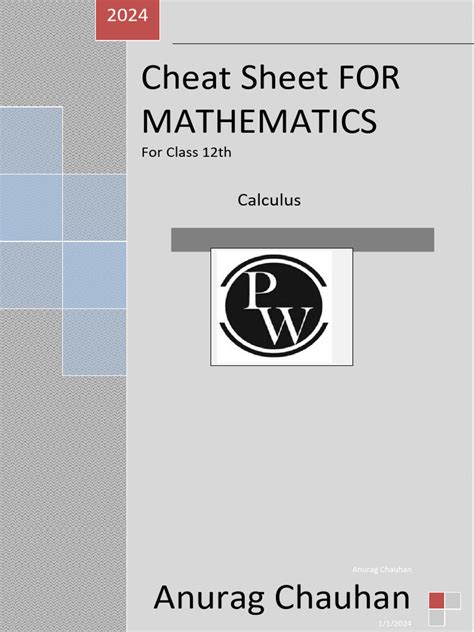 Calculus Cheat Sheet Pdf Trigonometric Functions Mathematical Analysis