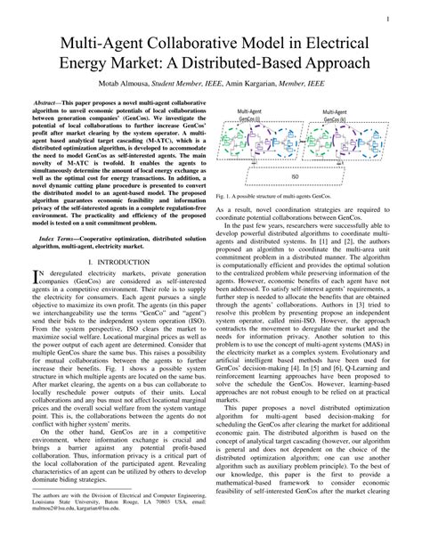Pdf Multi Agent Collaborative Model In Electrical Energy Market A