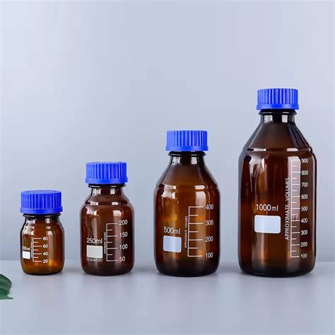 Ml Amber Brown Glass Graduated Round Lab Bottles Autoclavable Reagent Media Storage Bottle
