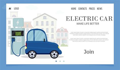 전기 자동차 착륙 페이지 환경 생태 지속 가능성 깨끗한 공기 미래에 대한 개념 그림 플랫 스타일로 벡터 그림 개념에 대한 스톡 벡터 아트 및 기타 이미지 Istock