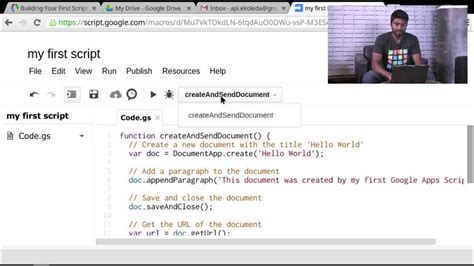 Your First Script Apps Script Tutorials Youtube
